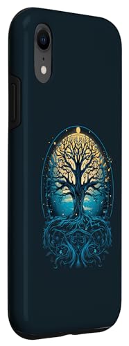 iPhone XR Odin Tree of Life Viking Valhalla Pagan Blue and Yellow Case