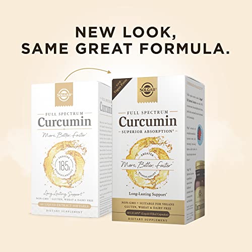 Solgar Full Spectrum Curcumin - 60 LiCaps - Superior Absorption - Brain, Joint & Immune Health - Non-GMO, Vegan, Gluten Free, Dairy Free - 60 Servings