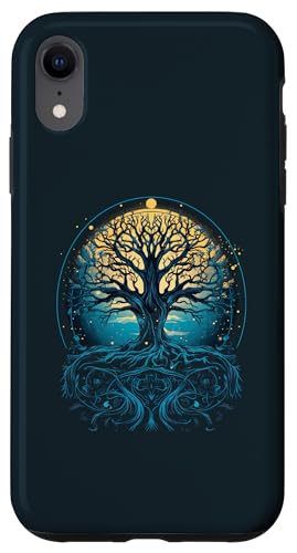 iPhone XR Odin Tree of Life Viking Valhalla Pagan Blue and Yellow Case