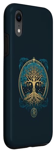 iPhone XR Odin Tree of Life Viking Valhalla Pagan Blue and Yellow Case