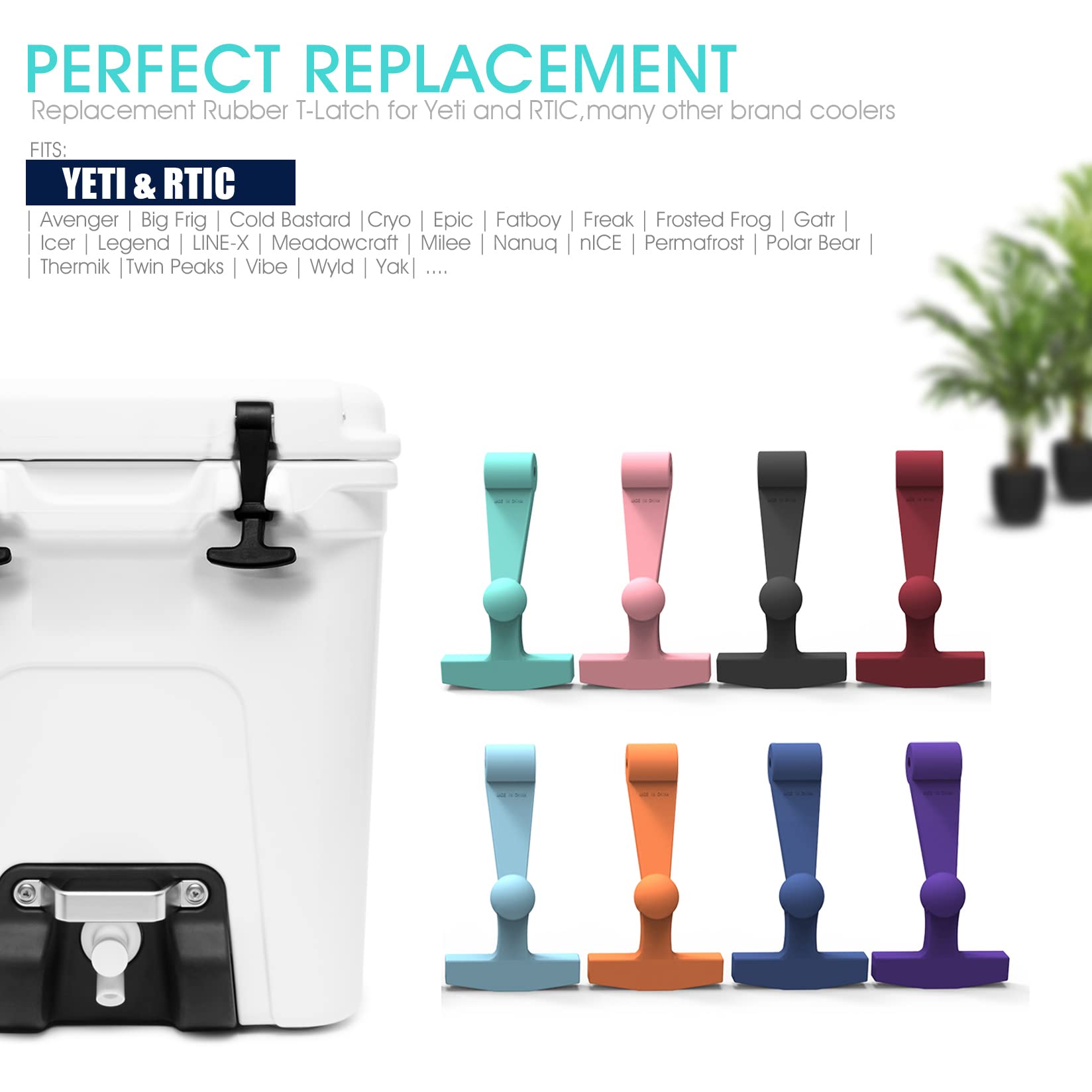 ALIENSX Cooler Latch Replacements (2-Pack) - Universal Fit for Yeti & RTIC Coolers, Durable Non-Slip Rubber T-Grip Handles, Heavy-Duty Replacement Latches for Easy Installation & Maintenance