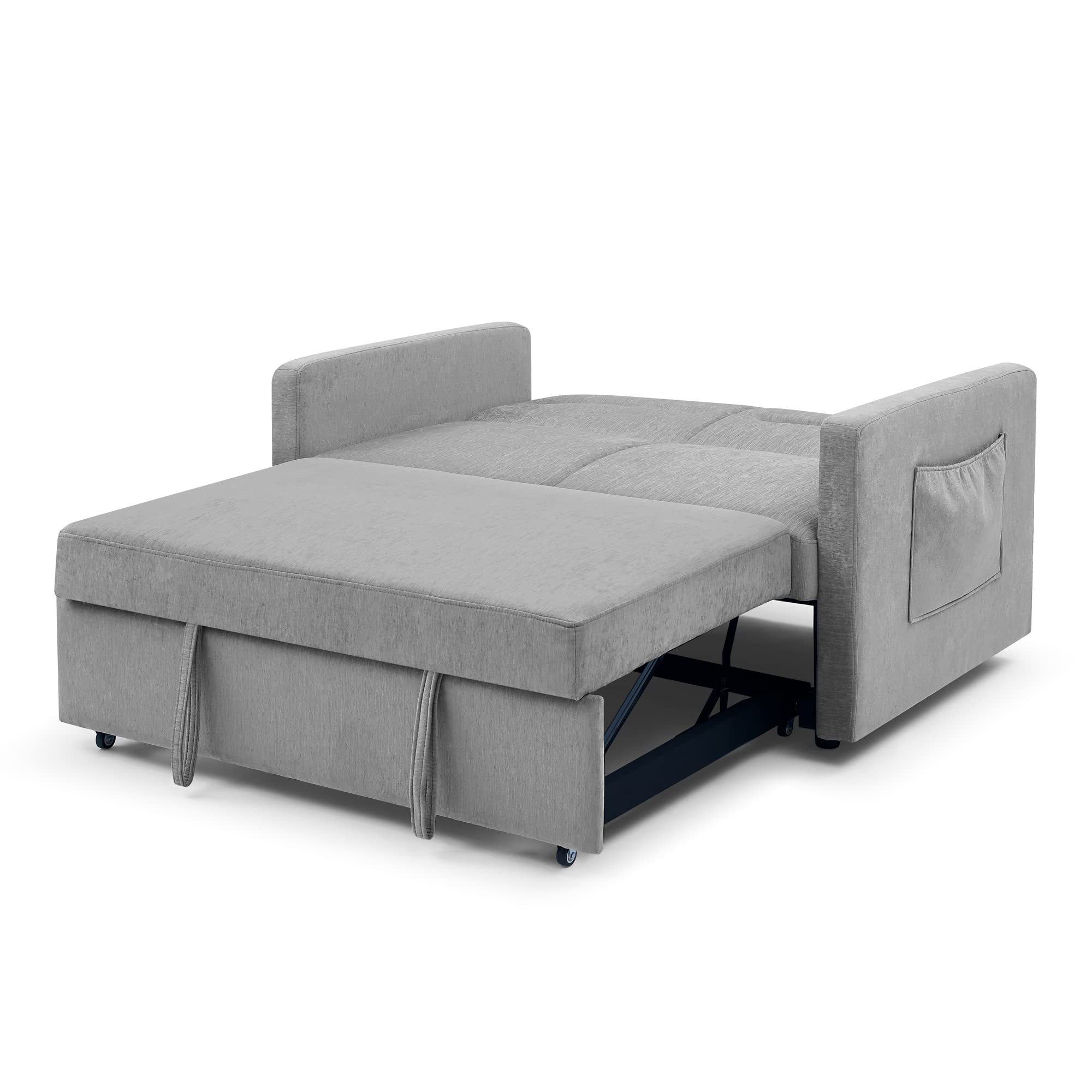 Verfur 3 in 1 Convertible Sleeper Loveseat Sofabed, Futon Couch with Pullout Bed, 2 Seater Small Love Seat Lounge with Reclining Backrest, Living Room Furniture for Home Office