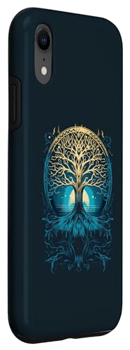 iPhone XR Odin Tree of Life Viking Valhalla Pagan Blue and Yellow Case