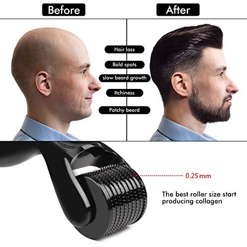 Beard Growth Kit - Derma Roller for Beard Growth, Beard Growth Serum Oil (2oz), Beard Balm and Comb, Stimulate Beard and Hair Growth - Gifts for Men Dad Him Boyfriend Husband Brother