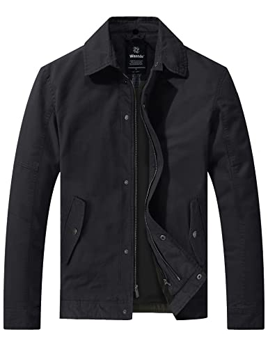 wantdo Men's Bomber Jacket Tactical Jacket Canvas Army Jacket with Detachable Hood Grey Medium