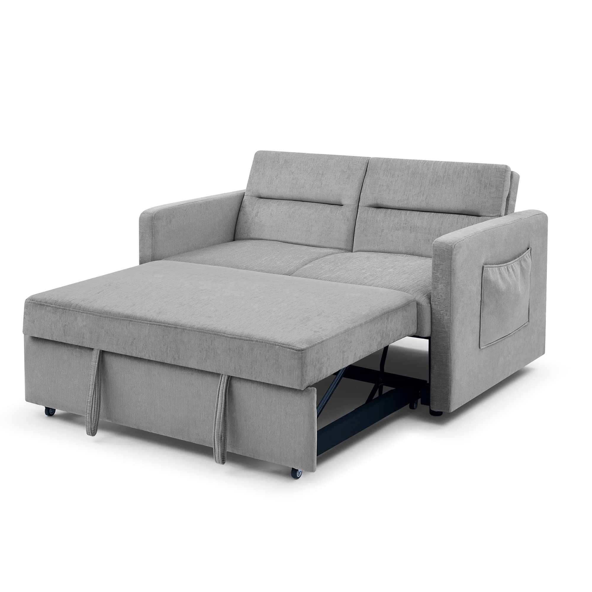 Verfur 3 in 1 Convertible Sleeper Loveseat Sofabed, Futon Couch with Pullout Bed, 2 Seater Small Love Seat Lounge with Reclining Backrest, Living Room Furniture for Home Office