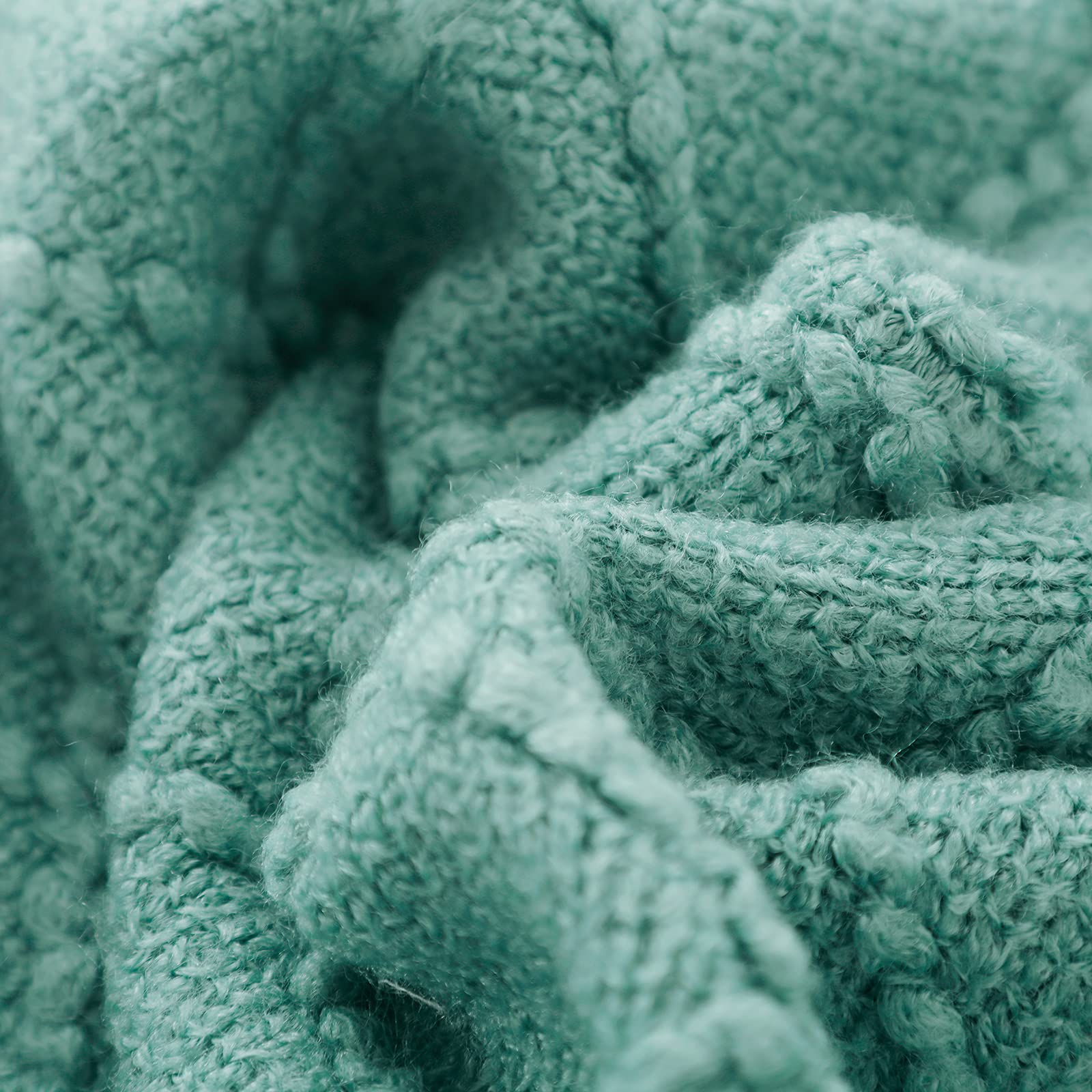 BOURINA Dark Cyan Throw Blanket 50x60 Inches Throw Textured Solid Soft Sofa Couch Decorative Knit Blanket