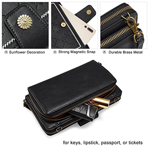 S-ZONE Crossbody Cell Phone Purse Wristlet Wallets for Women RFID Blocking Phone Wallet with 2 Straps
