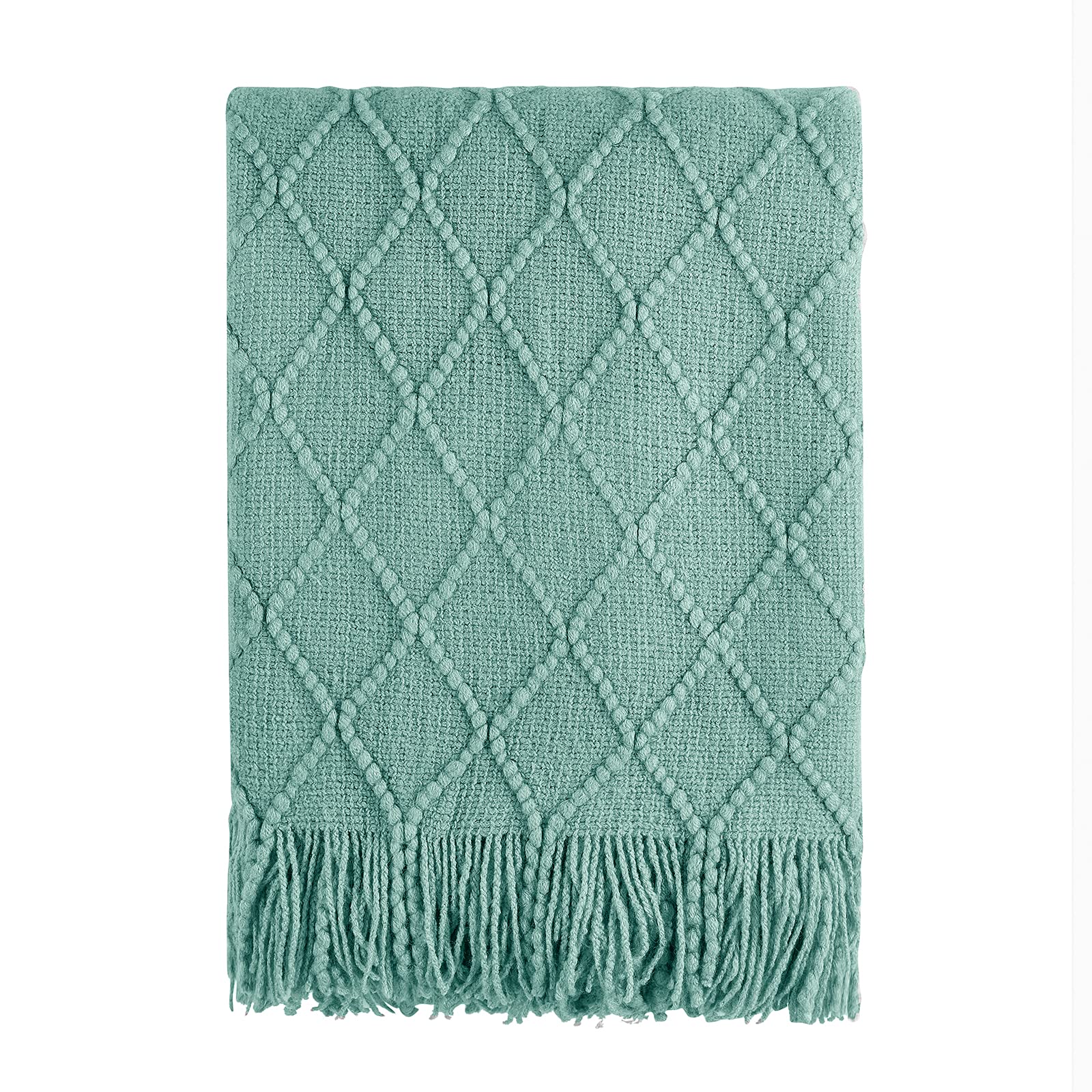 BOURINA Dark Cyan Throw Blanket 50x60 Inches Throw Textured Solid Soft Sofa Couch Decorative Knit Blanket
