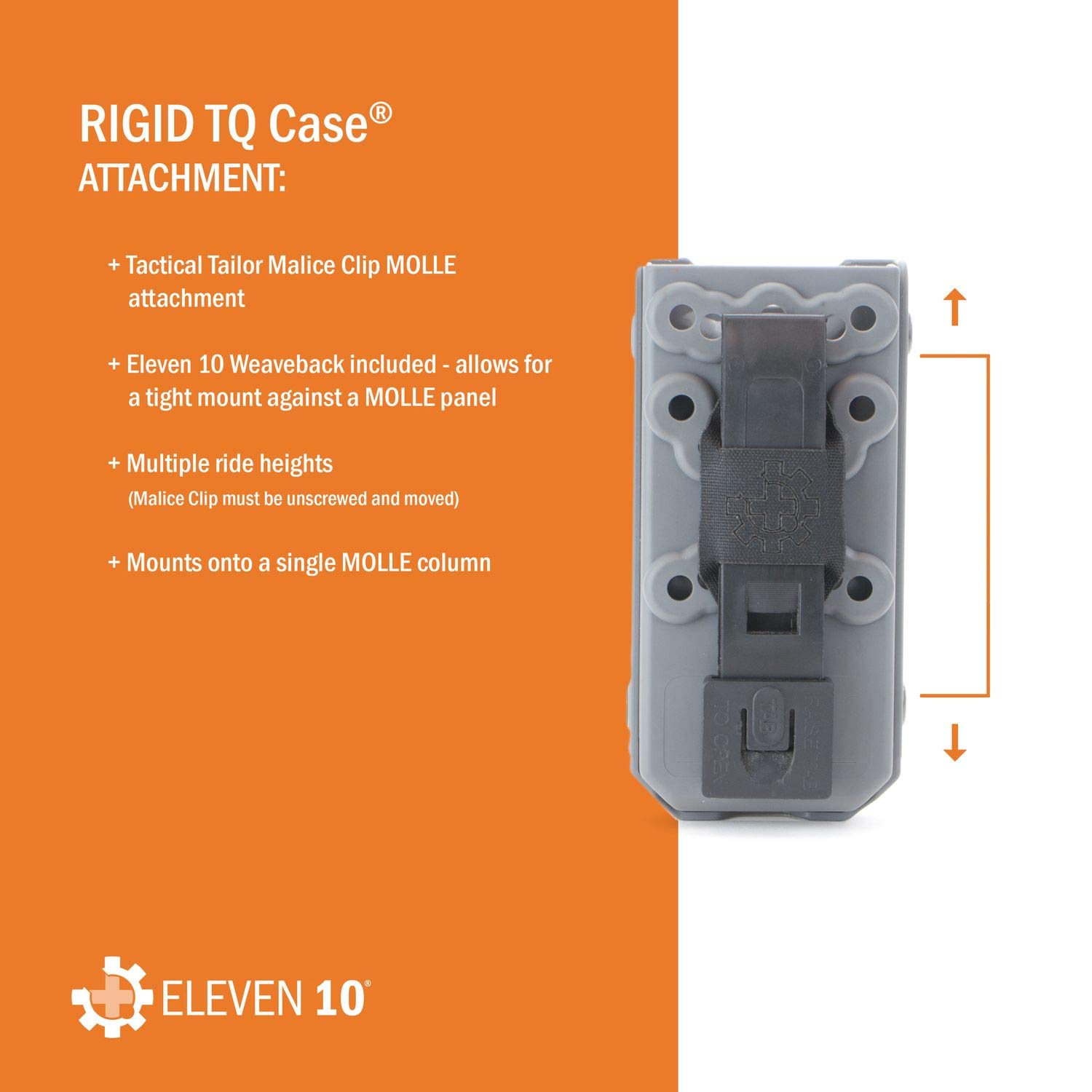 Eleven 10 Rigid TQ Case for C-A-T Tourniquet, Black, MOLLE Attachment - Tourniquet Included