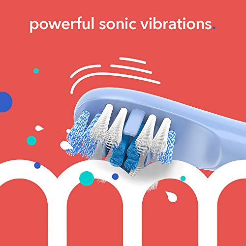 hum by Colgate Smart Battery Toothbrush Kit, Sonic Toothbrush Handle with 2 Refill Heads and Travel Case, Blue, Amazon exclusive