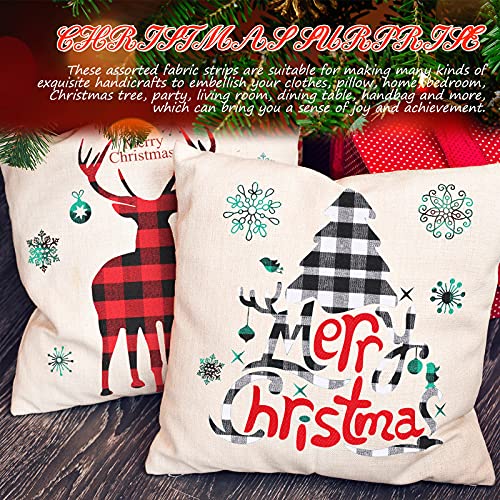 Tatuo 45 Pieces Christmas Jelly Soft Rolls Buffalo Plaid Fabric Strips Rolls Quilting Fabric Roll up Craft Patchwork Strips for Handmade Favors, 2.5 x 40 Inches(Classic Style)