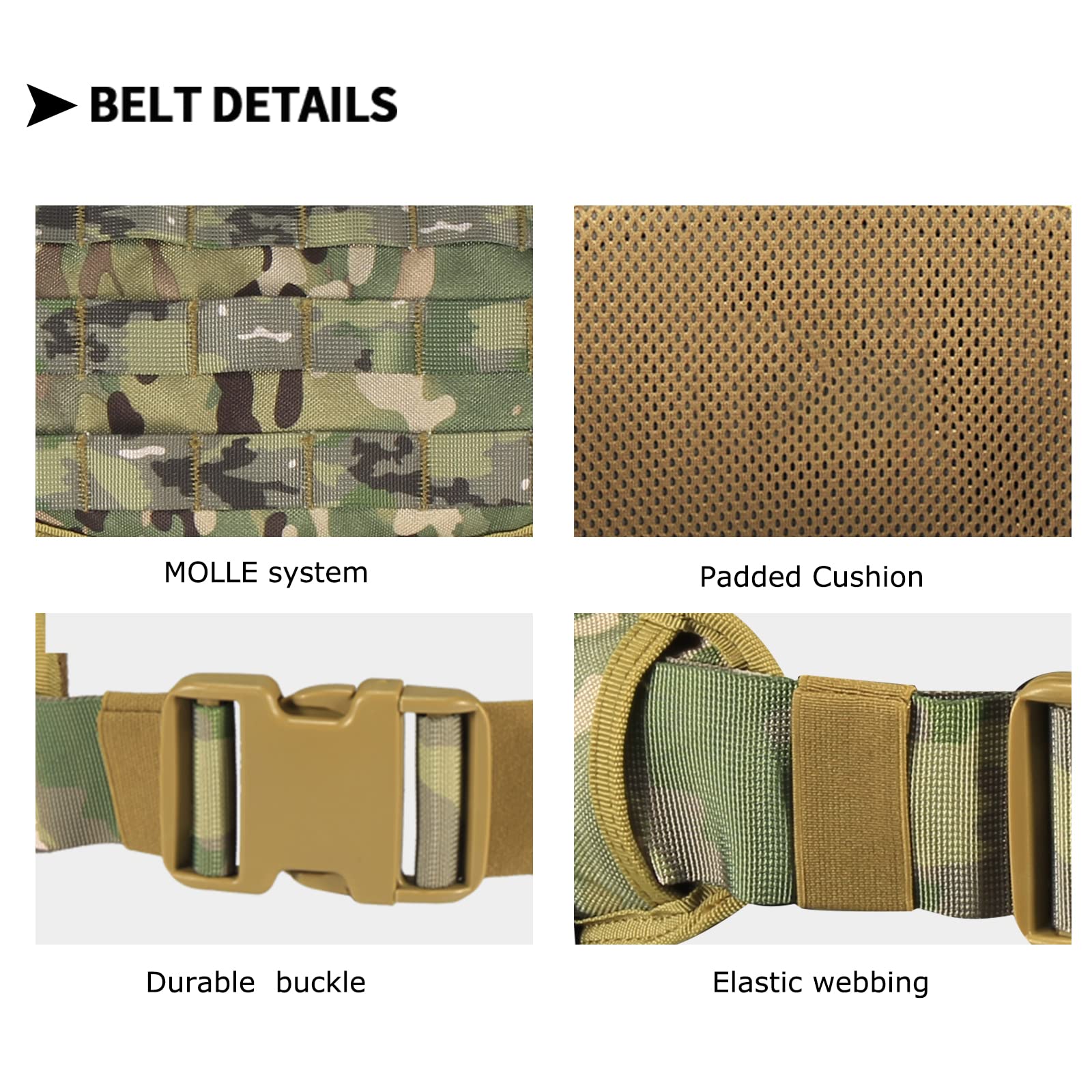5 in 1 Tactical Duty Padded Belts for Law Enforcement Modular Heavy Equipment Police Duty Utility Belt with Pouches (CP)