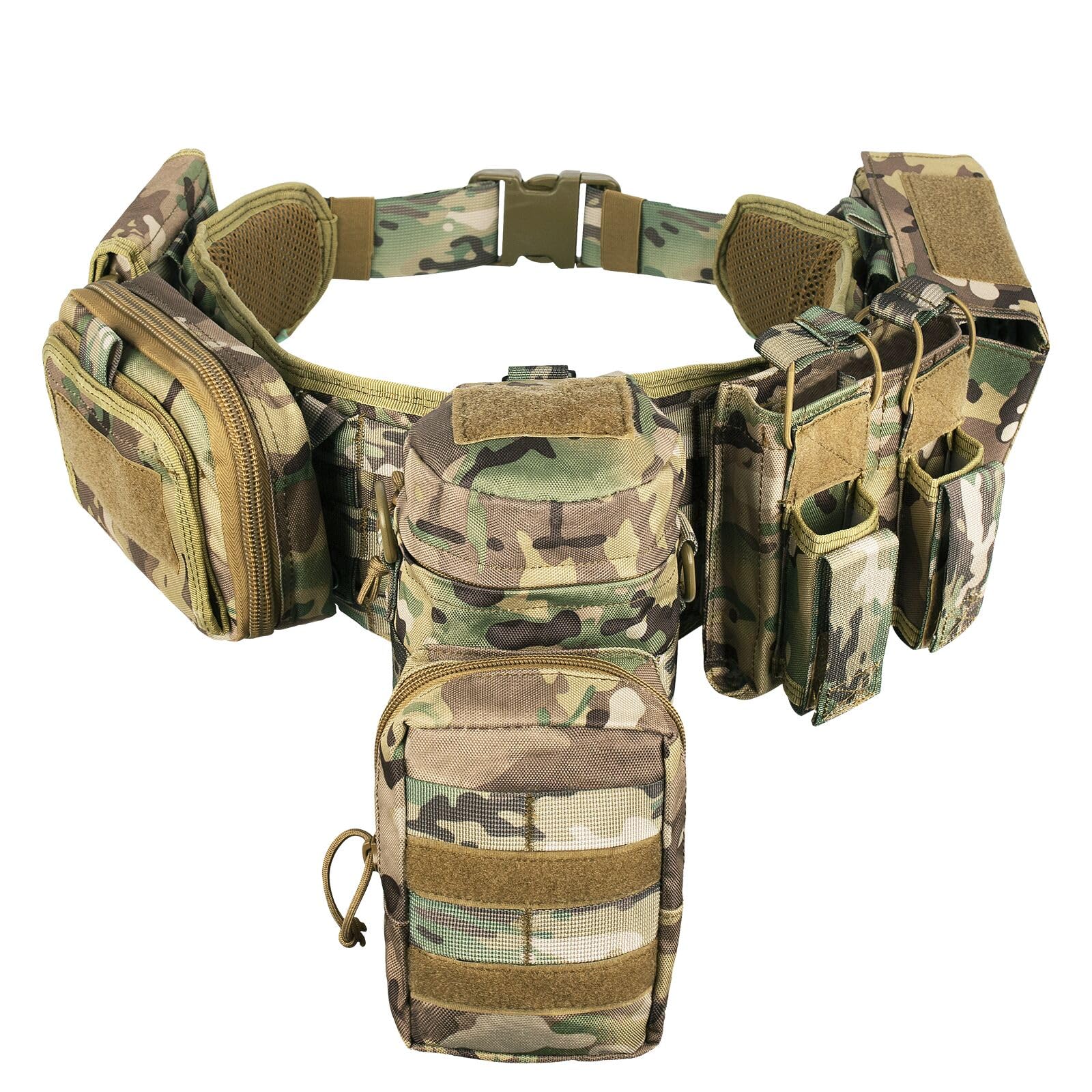 5 in 1 Tactical Duty Padded Belts for Law Enforcement Modular Heavy Equipment Police Duty Utility Belt with Pouches (CP)