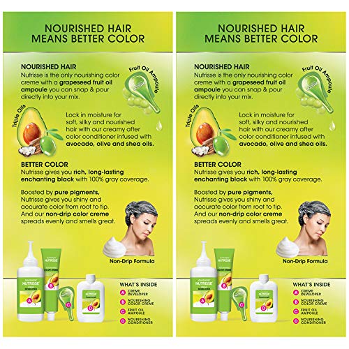 Garnier Hair Color Nutrisse Nourishing Creme, 20 Soft Black (Black Tea) Permanent Hair Dye, 2 Count (Packaging May Vary)