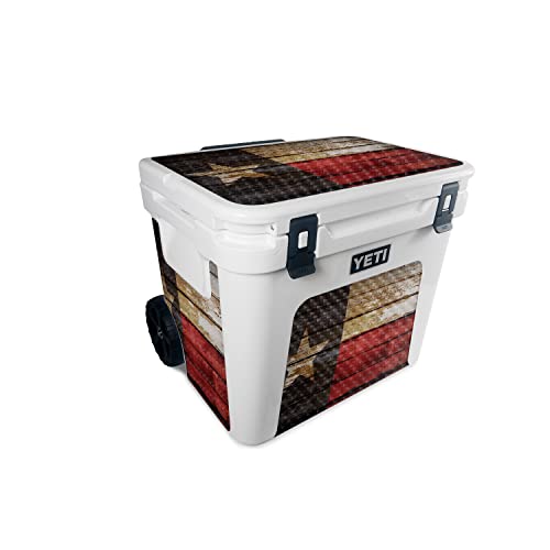 MightySkins Carbon Fiber Skin Compatible with Yeti Roadie 60 Wheeled Cooler - Texas Shiplap | Protective, Durable Textured Carbon Fiber Finish | Easy to Apply and Change Style | Made in The USA