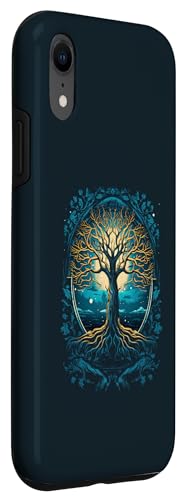 iPhone XR Odin Tree of Life Viking Valhalla Pagan Blue and Yellow Case
