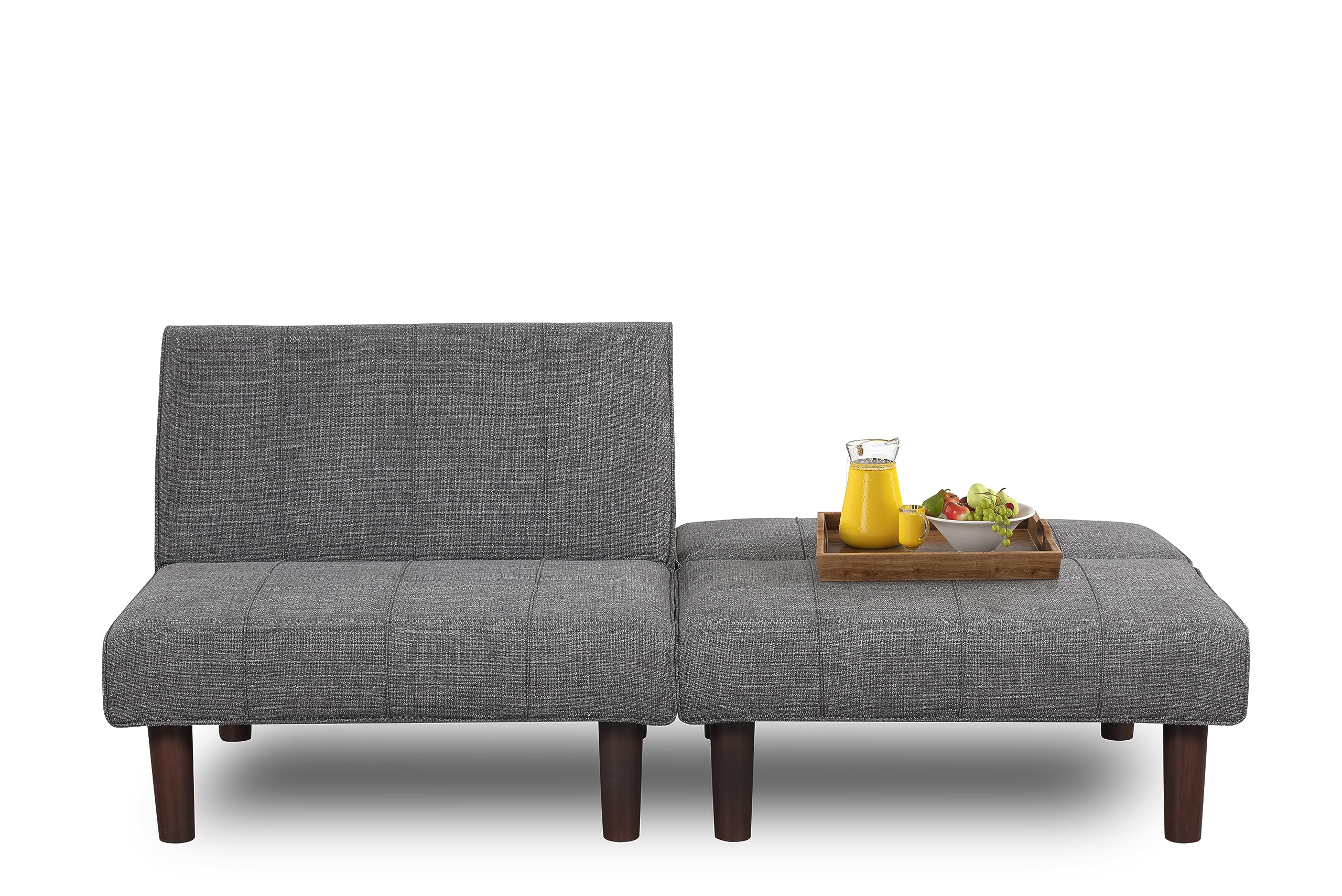 Mini Couches, Armless Upholstered Futon Couch Chair with USB Charger, Adjustable Backrest Small Sofa Couch for Living Room, Bedroom, Office, Dorm, Apartment,Kids Room,Gray Dog Couch 305DR1USB