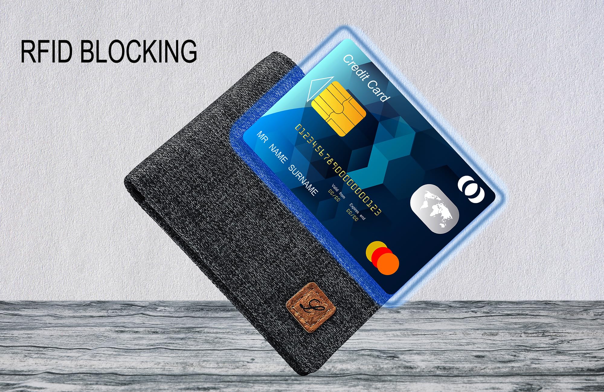 Lanyani Wallets For Boys Men Kids Teens Teenager Fabric RFID Blocking Bifold Wallet Small Thin (Crosshatch Black)