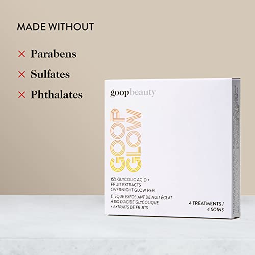 goop 15% Glycolic Acid Overnight Peel | Retexturizes, & Brightens Skin | Inspired by Professional Chemical Peels | 4 pack | Paraben and Silicone Free