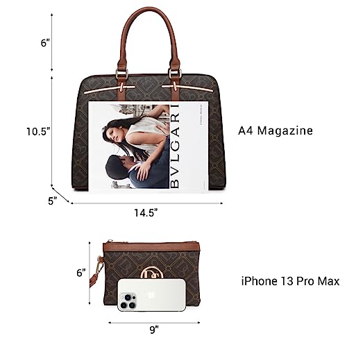 Women Handbag Wallet Tote Shoulder Hobo Bag Top Handle Satchel Purse Set 2pcs with 3 Compartments