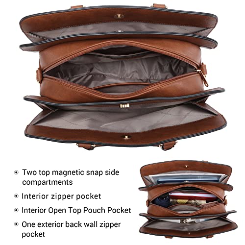 Women Handbag Wallet Tote Shoulder Hobo Bag Top Handle Satchel Purse Set 2pcs with 3 Compartments