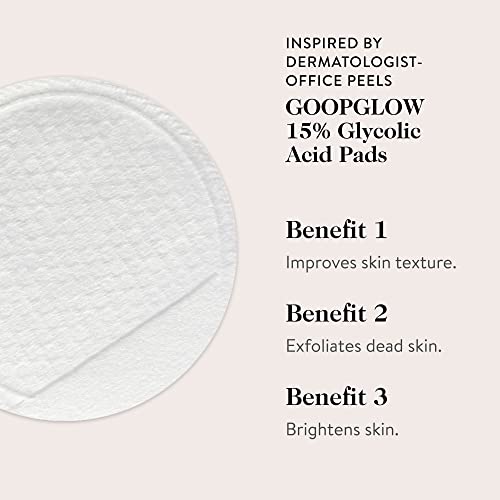 goop 15% Glycolic Acid Overnight Peel | Retexturizes, & Brightens Skin | Inspired by Professional Chemical Peels | 4 pack | Paraben and Silicone Free