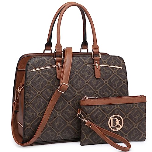 Women Handbag Wallet Tote Shoulder Hobo Bag Top Handle Satchel Purse Set 2pcs with 3 Compartments
