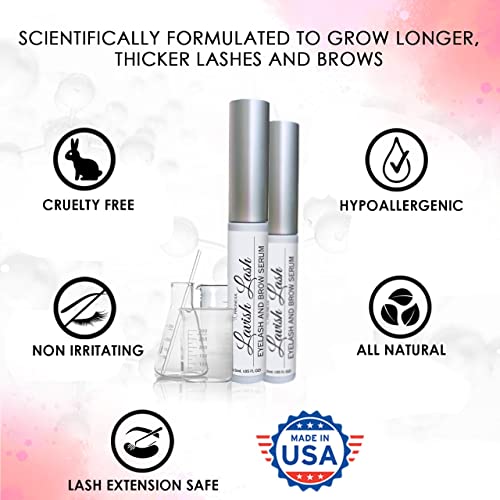 Pronexa Hairgenics Lavish Lash (3ml, 3 Month Supply) – Eyelash Growth Enhancer & Brow Serum with Natural Growth Peptides for Long, Thick Lashes and Eyebrows! Dermatologist Certified & Hypoallergenic.