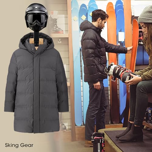 Helmet Holder, Aumotop Motorcycle Helmet Holder Wall Mount with Hook and Wooden Hanger, Multipurpose Tactical Gear Wall Mount Display Stand for Motorcycle Football Cycling Skiing Tactical Gear