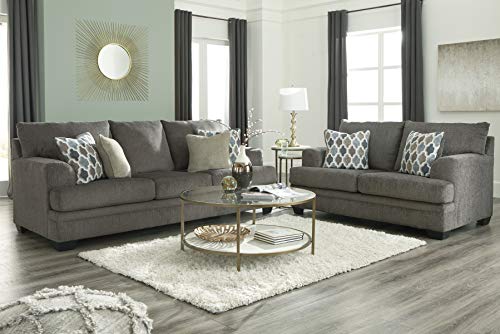 Signature Design by Ashley Dorsten Contemporary Loveseat with Accent Pillows, Slate Gray