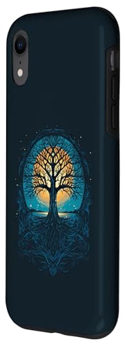 iPhone XR Odin Tree of Life Viking Valhalla Pagan Blue and Yellow Case