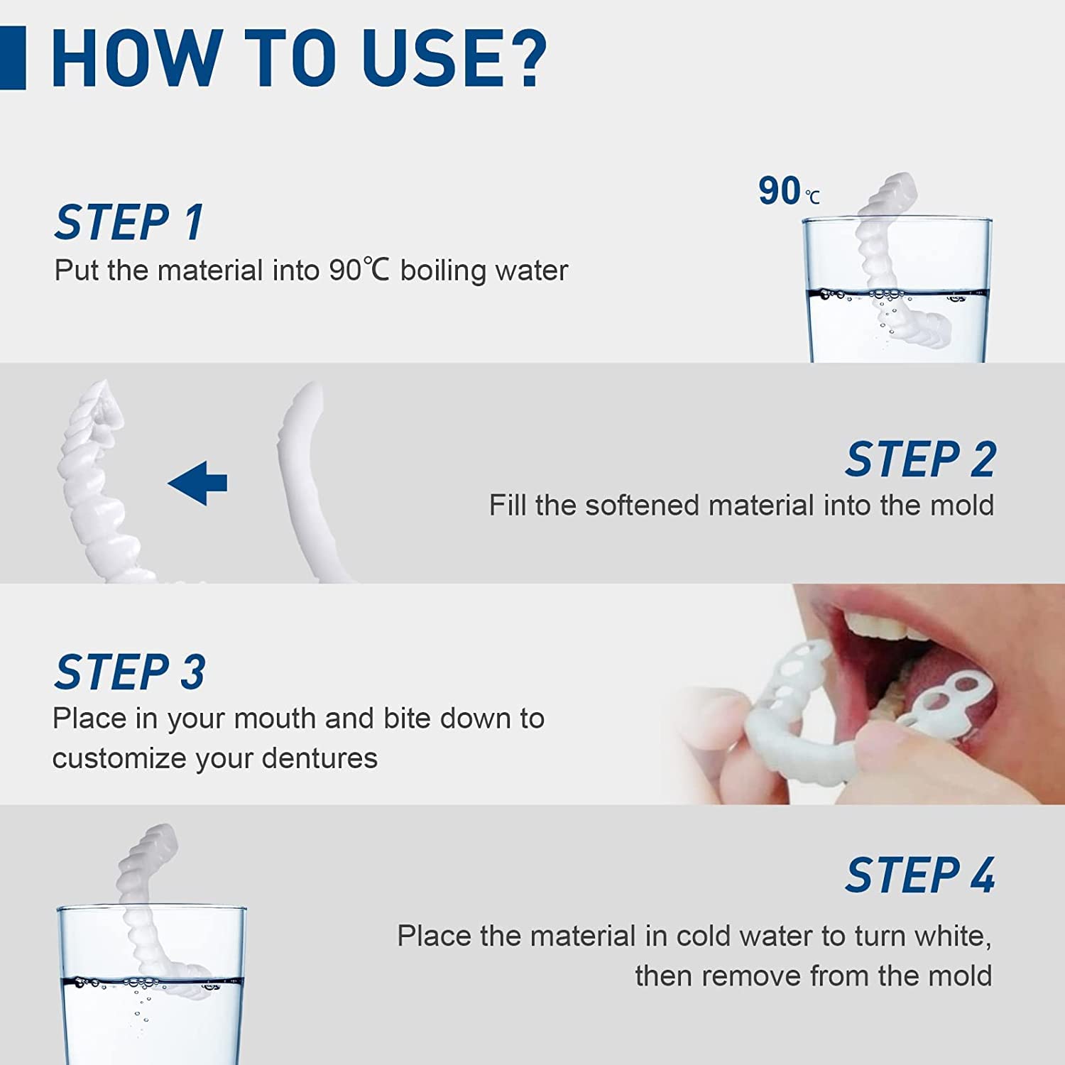 Tooth Repair, Cover The Imperfect Teeth,Fix Your Smile at Home Within Minutes!,Upper and Lower Whitening Teeth Sets2pcs