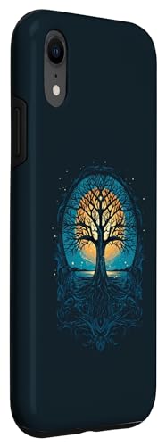 iPhone XR Odin Tree of Life Viking Valhalla Pagan Blue and Yellow Case