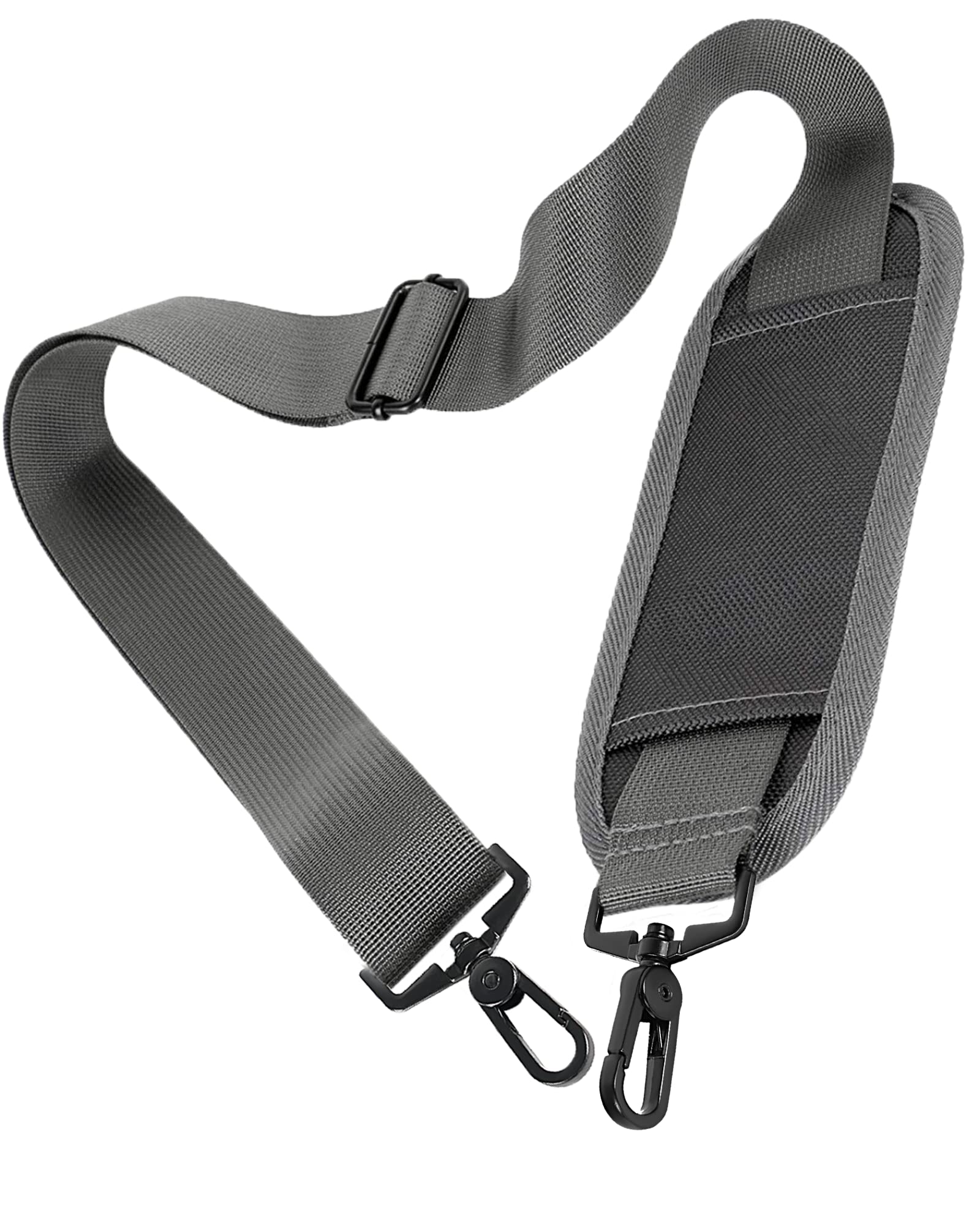 Taygeer Crossbody Strap Replacement, Universal Duffle Messenger Shoulder Bag Strap Detachable Padded Adjustable Belt with Metal Hook Clip for Briefcase Carrier Satchel Laptop Case Duffle Bag, Grey