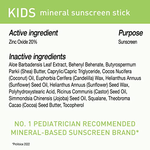 BLUE LIZARD Mineral Sunscreen Stick with Zinc Oxide SPF 50+ Water Resistant UVA/UVB Protection Easy to Apply Fragrance Free, Kids, Unscented, 5 Oz