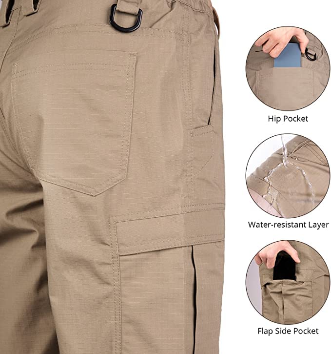 FREE SOLDIER Men's Water Resistant Tactical Hiking Shorts Relaxed Fit Work Cargo Shorts(Classic Brown 30W x 11L)