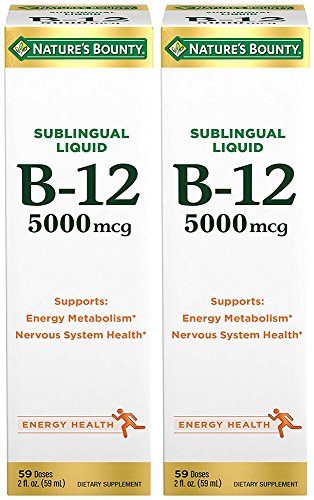 Nature's Bounty B-12 5000 mcg Sublingual Liquid Energy Health, 2 Fl Oz (2 Bottles)
