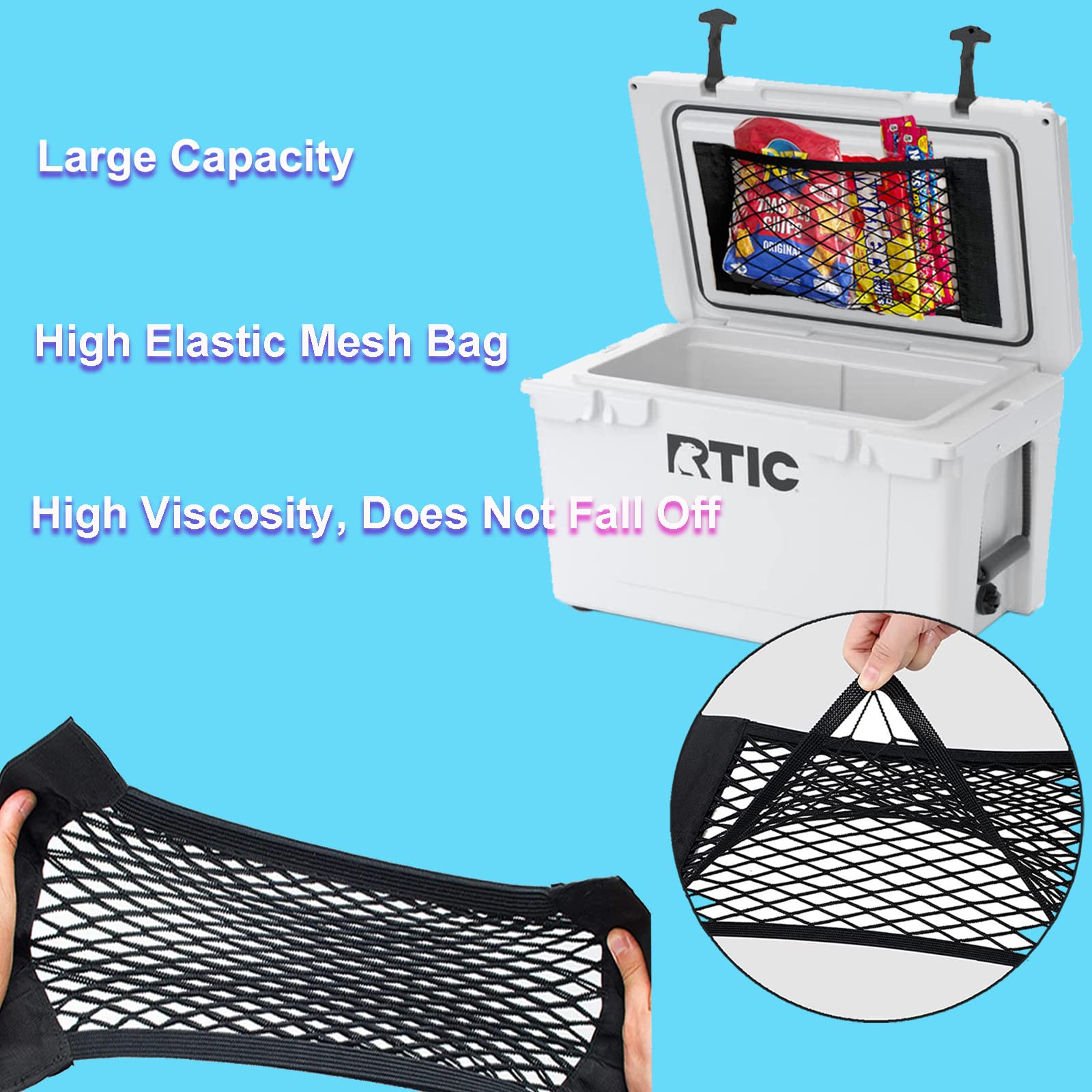 2 Pack Cooler Storage Nets for Dry Storage and Organization Cooler Organizer Camping Cooler Accessories Durable and Resilient