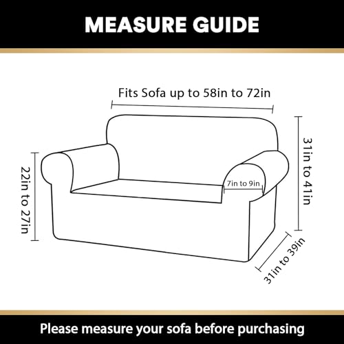 PrinceDeco Stretch Loveseat Sofa Cover Slipcover Couch Cover for 2 Cushion Sofa Washable Sofa Cover for Pets Friendly Furniture Protector Covers with Non Slip Bottom(Loveseat, Deep Teal)