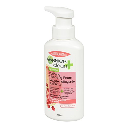 Garnier Clean+ Purifying Foam Cleanser For Combination Skin, 6.8 Fluid Ounces