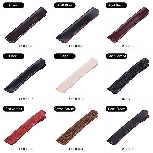 defen Handmade Leather Pen Case Fountain Sleeve Bag Vintage Pouch for Single Pen Stylus Ballpoint 6.3 * 1.2''