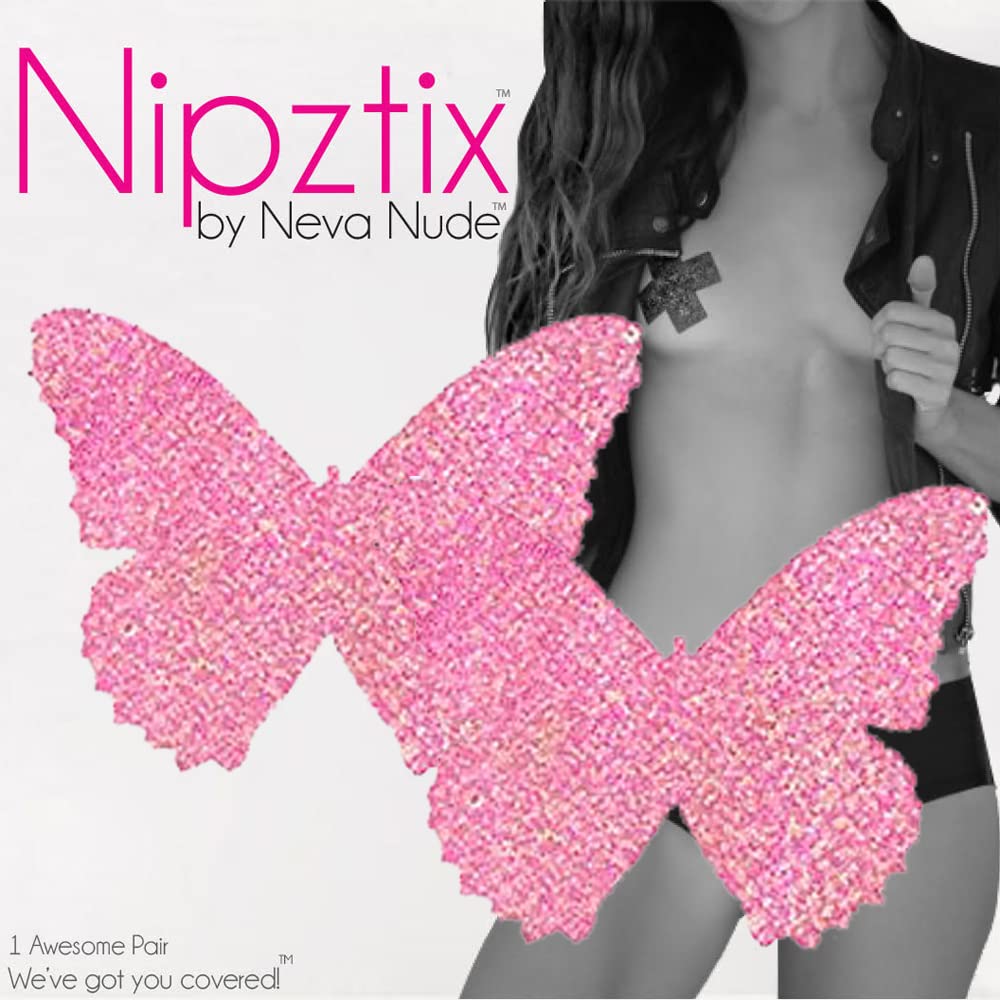 Neva Nude Bella Rosa Pretty Iridescent Pink Naughty Knix G String Naughty Knix Set with Matching Butterfly Nipztix Pasties