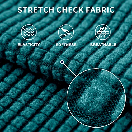 SUBRTEX Stretch Loveseat Sofa Slipcover 2 Piece Sofa Cover 2 Seater Soft Couch Slipcover Washable Furniture Covers, Jacquard Fabric Small Checks(Turquoise,Loveseat)