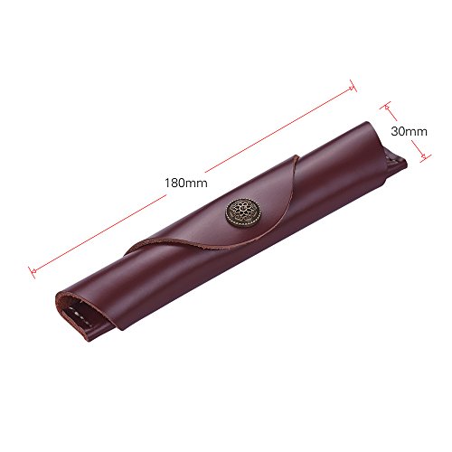 defen Leather Pen Case Fountain Handmade Sleeve Bag Pouch Protector for Single Pen Stylus Ballpoint 7 * 1.2''