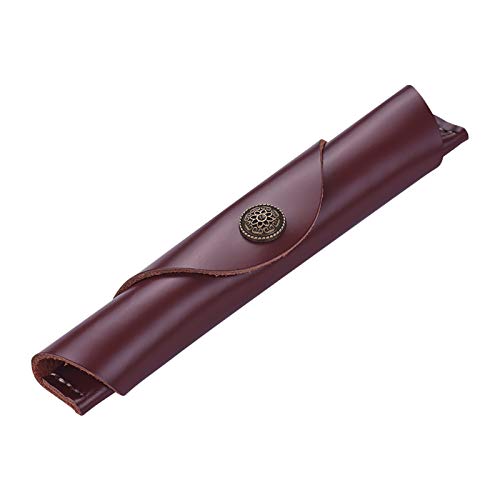 defen Leather Pen Case Fountain Handmade Sleeve Bag Pouch Protector for Single Pen Stylus Ballpoint 7 * 1.2''