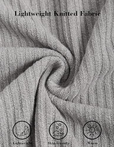 ZAFUL Mens Shawl Collar V Neck Sweater Shirts Lightweight Long Sleeve T Shirts Fitted Knitted Pullover Thermal Top Light Grey