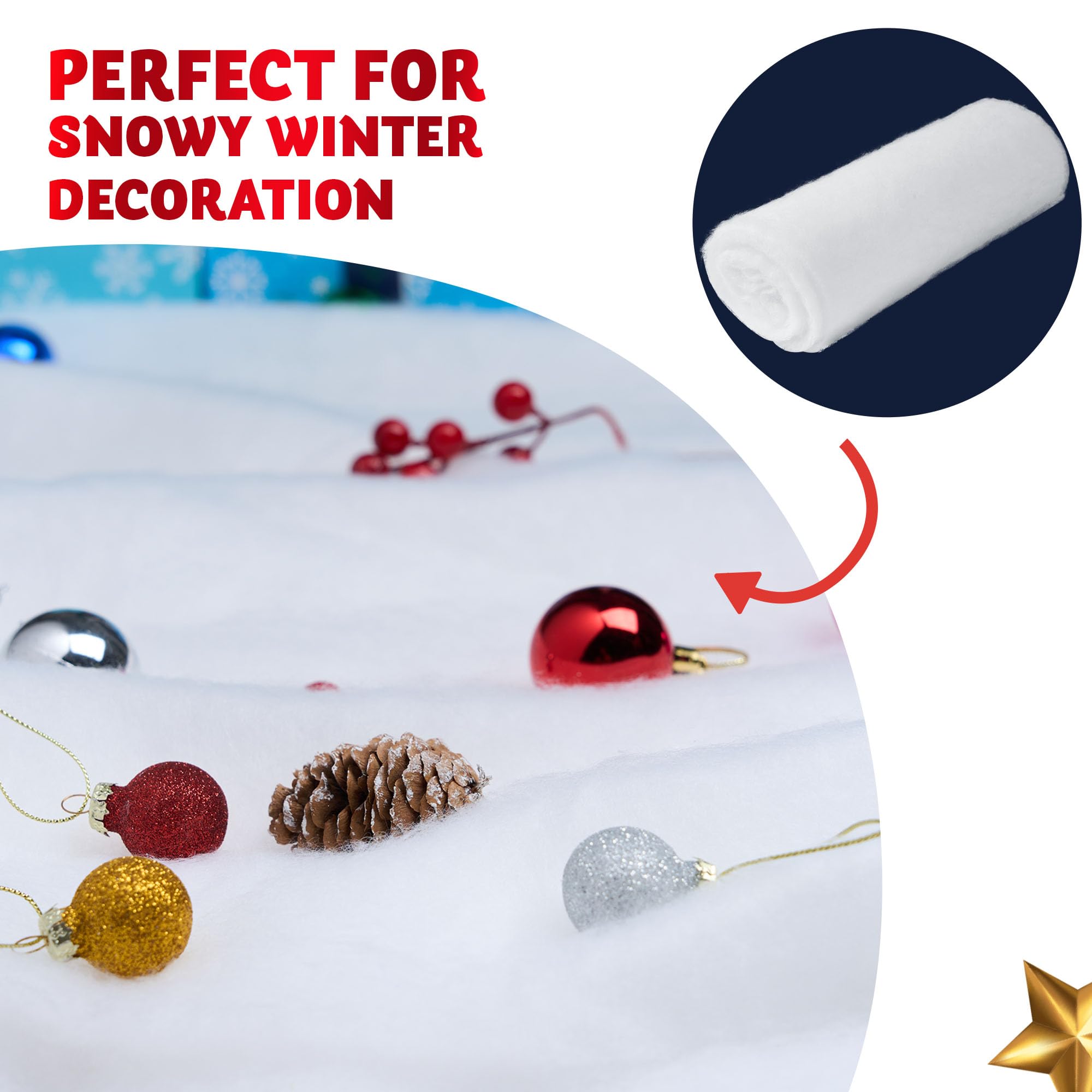 JOYIN Christmas Snow Blanket Roll (15In x 10Ft), 3 Pcs Soft Thick Artificial Snow Blanket, Snow Rolls, Snow Sheets, Fake Snow Cotton Fabric for Holiday Winter Christmas Table Decorations