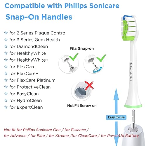 Toothbrush Replacement Heads for Philips Sonicare, Electric Replacement Toothbrush Head Compatible with Phillips Sonic Care Snap on Brush, 10 Pack