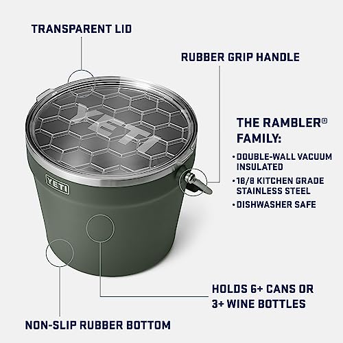 YETI Rambler Beverage Bucket, Double-Wall Vacuum Insulated Ice Bucket with Lid, Camp Green